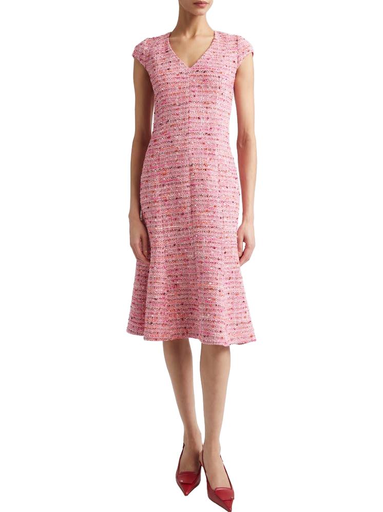 ST. JOHN Provence Cap-Sleeve Tweed Dress